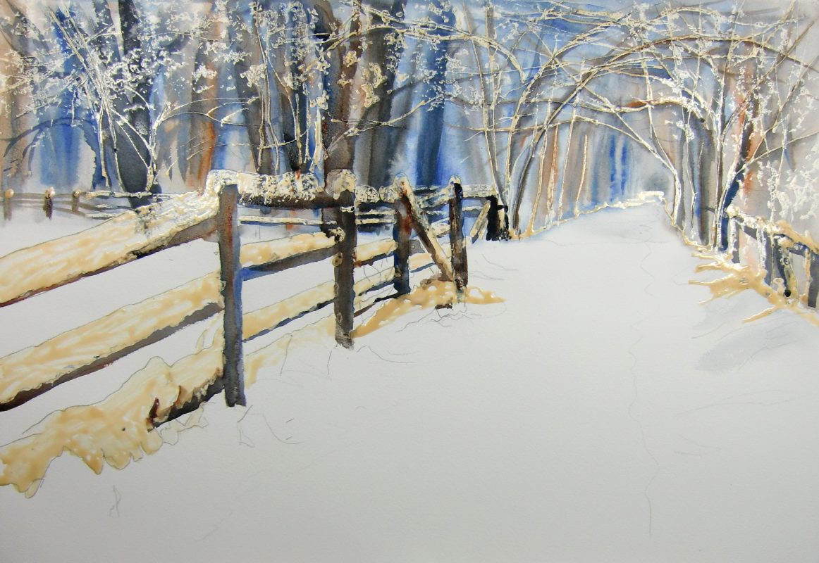 A SNOWY WINTER PATH : Watercolour winter landscape Step by Step ...