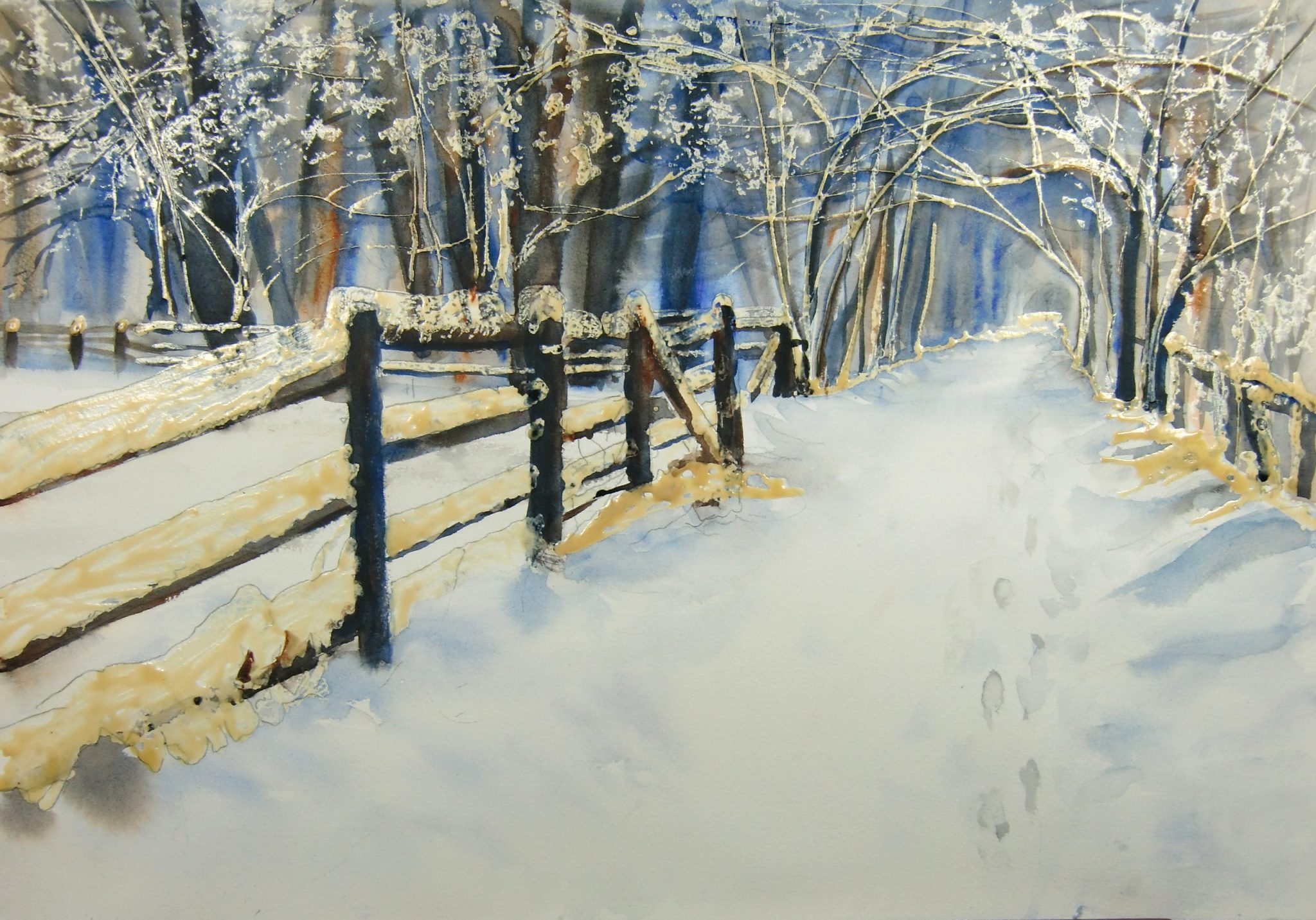 A SNOWY WINTER PATH : Watercolour winter landscape Step by Step ...